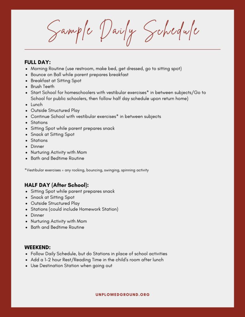 Sample Daily Schedule – Unplowed Ground Parenting